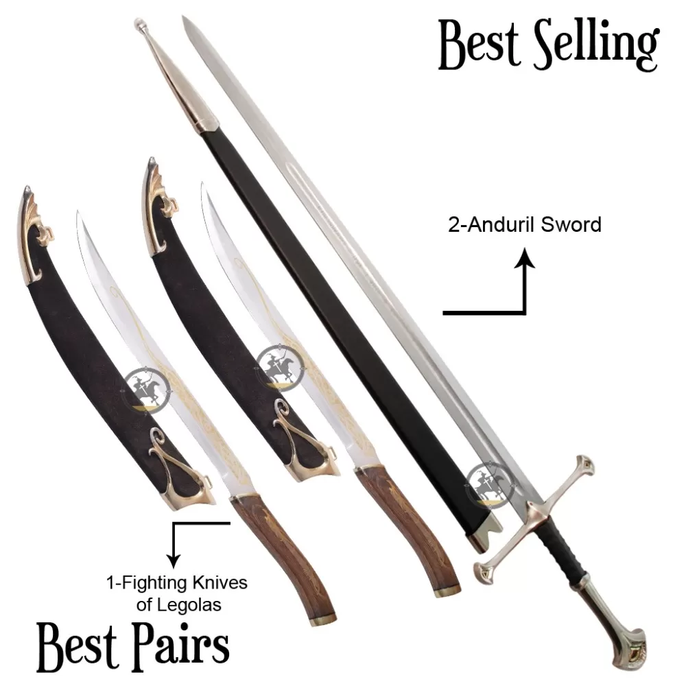 Legolas Fighting Knives & Anduril Sword Of Aragorn - SwordsKingdom