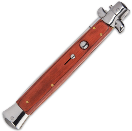 Automatic Italian Wooden Stiletto - Stainless Steel Blade, Wooden ...