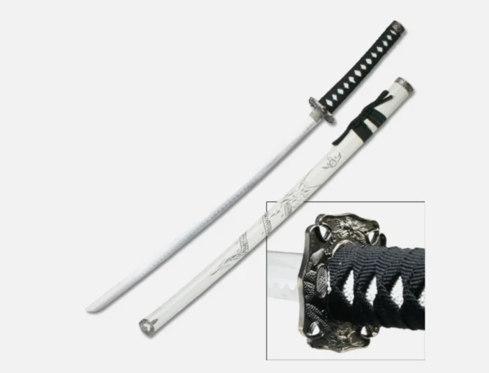 40" White Dragon SAMURAI NINJA Bushido KATANA Japanese Sword Carbon ...