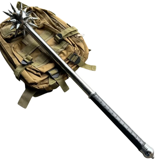 Authentic Silver Morning Star Medieval Spiked Ball Mace - SwordsKingdom